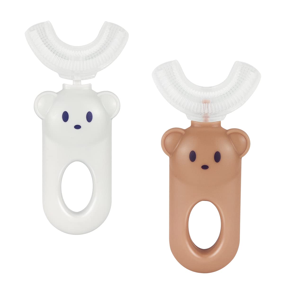 2 Pieces of Childrenâs U-Shaped Toothbrush, Manual Training Toothbrush, 360-Degree Oral Cleaning Design, Food-Grade Soft Silicone Brush Head, Suitable for Toddlers and Children