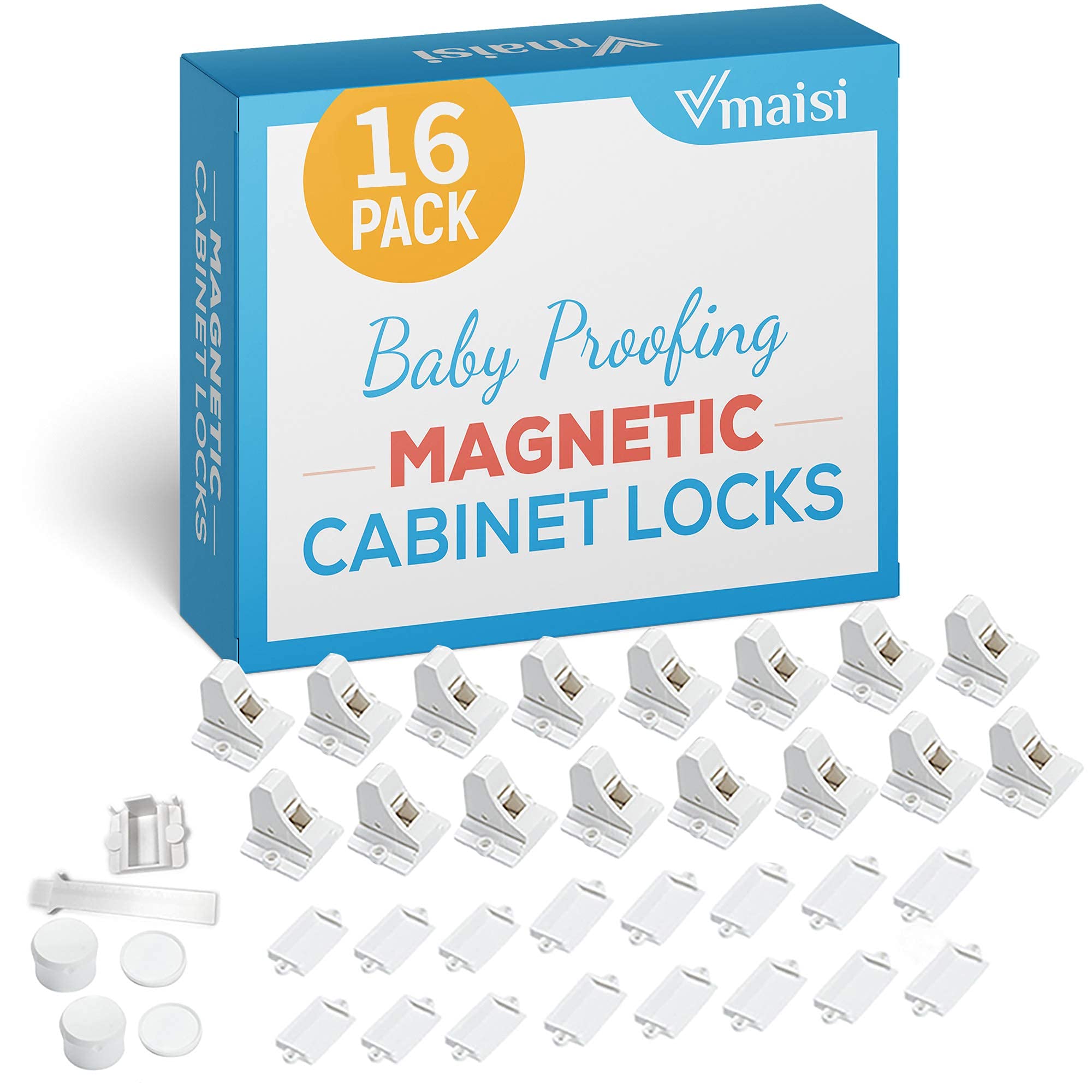 20 Locks Magnetic Cabinet Locks - 5 Magnet keys bundle Baby Proofing Safety Child Locks