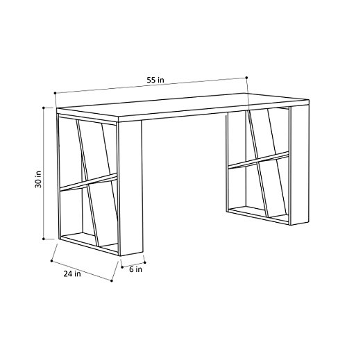 Ada Home Decor Brian Modern White & Oak Desk 29.53'' H x 55.12'' W x 23.62'' D/Office Desk/Computer Desk