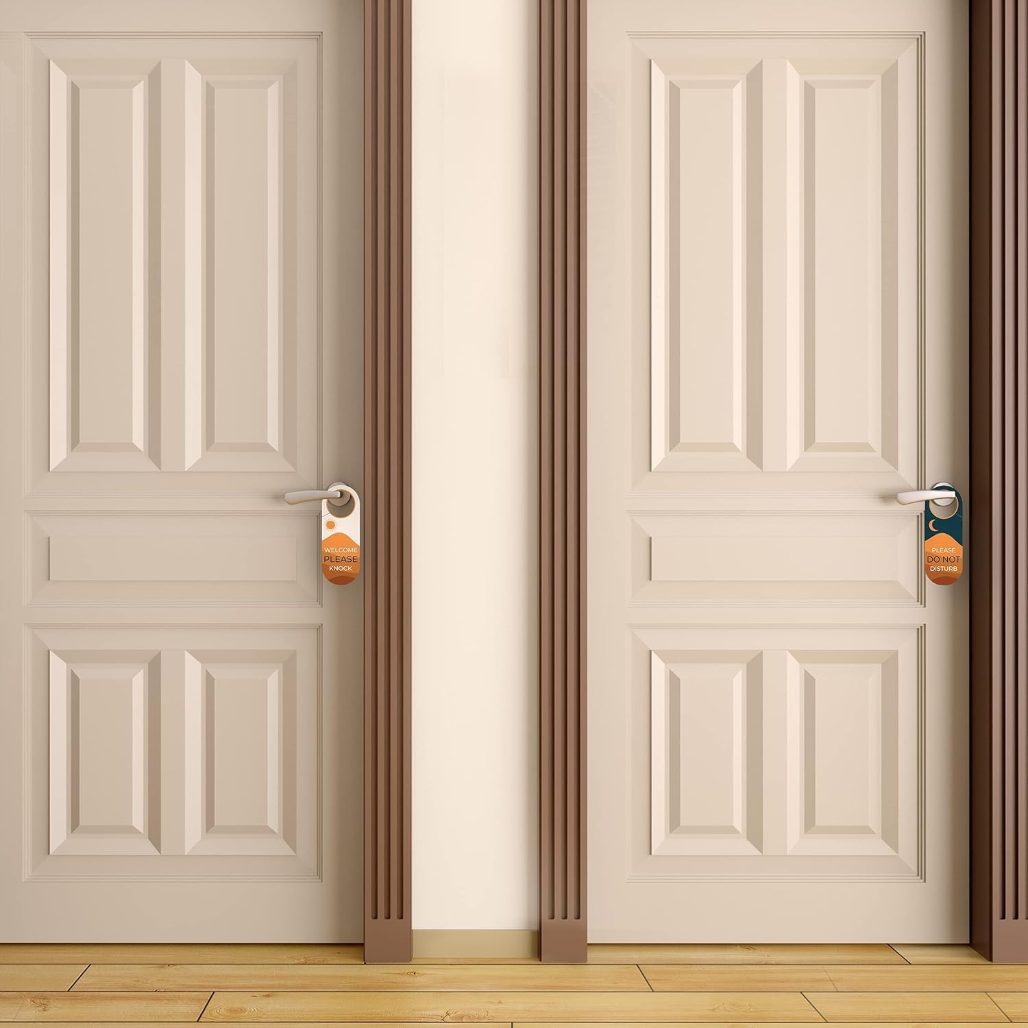 Do Not Disturb Door Hanger Sign, Welcome Please Knock - 2 Pack - 9 x 3.5" - Universal Fit - Perfect Signs for Bedroom, Hotel, Home Office for Privacy and Ensure People Do Not Enter
