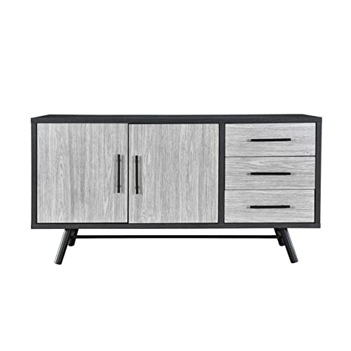 Christopher Knight Home Sylvia Modern Industrial 2 Door Sideboard, Sonoma Oak+ Gray Oak+ Black