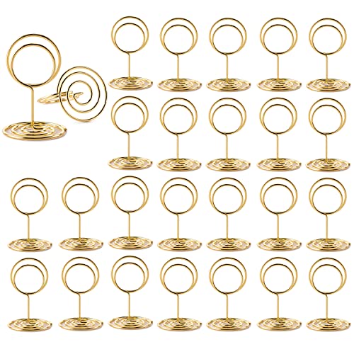 26Pcs Table Number Holders, Place Card Holder, Wire Picture Holder, Small Size Table Card Holders, Photo Holder for Centerpieces, Wedding Reception, Party, Birthday (Gold)