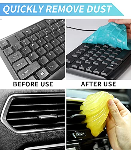 Adhjito Cleaning Gels with 6 Cleaning Kit, Car Interior Cleaner Putty for Keyboard Cleaner, PC Tablet Laptop Keyboard, Car Vents, Printers, Calculator（4 Pack）