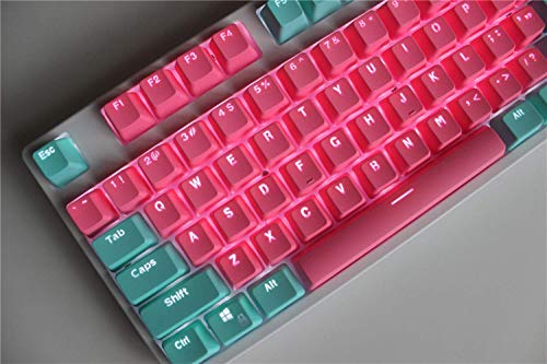 87/104 Keys Miami Doubleshot PBT Backlit Translucent Keycap Key caps ANSI/ISO Layout OEM Profile for 60%/87 TKL/104/108 Cherry MX Mechanical Gaming Keyboard (104 Keys)
