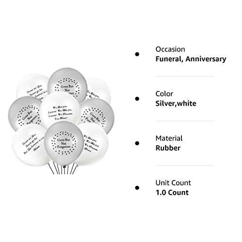 60 Pieces Memorial Balloons Funeral Remembrance Balloons Personalizable Funeral Balloons for Death and Funeral, White and Silver