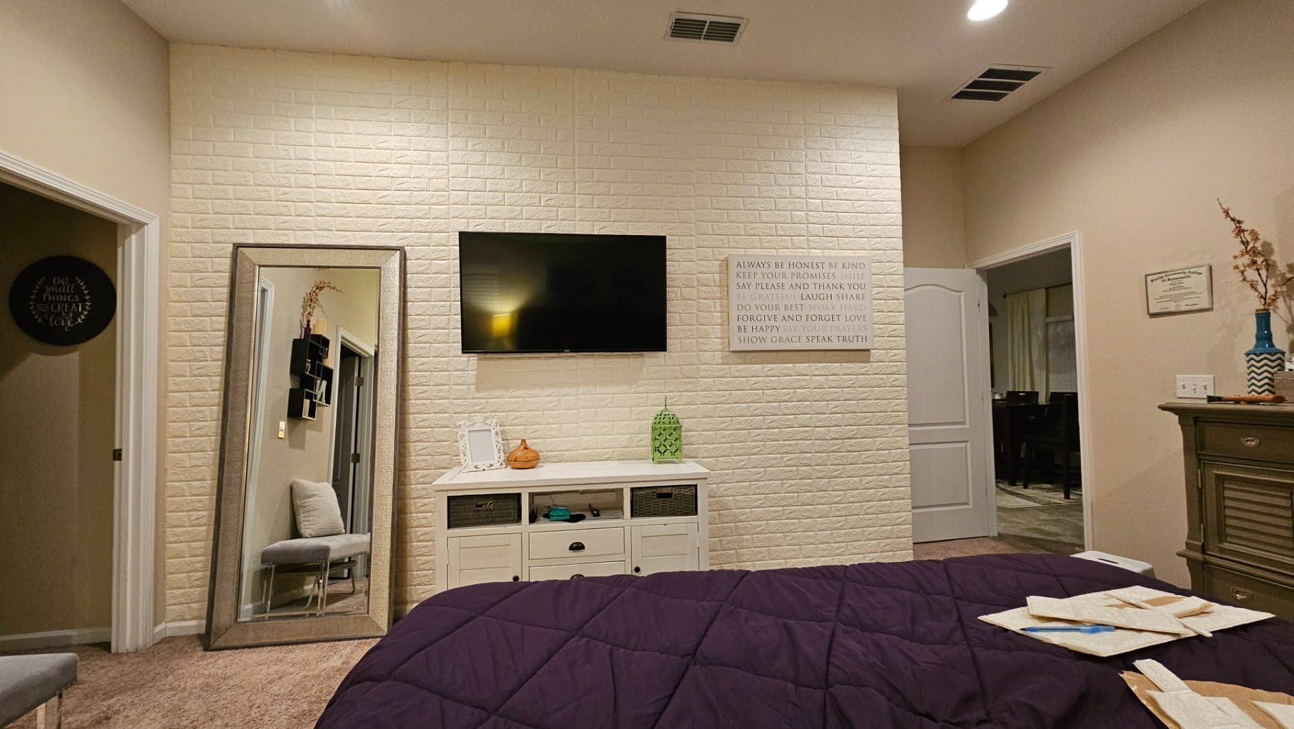 10PCS 3D Brick Wall Stickers, PE Foam Self-Adhesive Wallpaper Removable and Waterproof Art Wall Tiles for Bedroom Living Room Background TV Decor