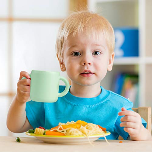 3 Pieces Silicone Training Cup for Infants 2 Handled Toddlers Open Cup Reliable Baby Learning Cup for Baby, Helps Infant Develop Independent Drinking Skills Fast (Pink, Yellow, Green)