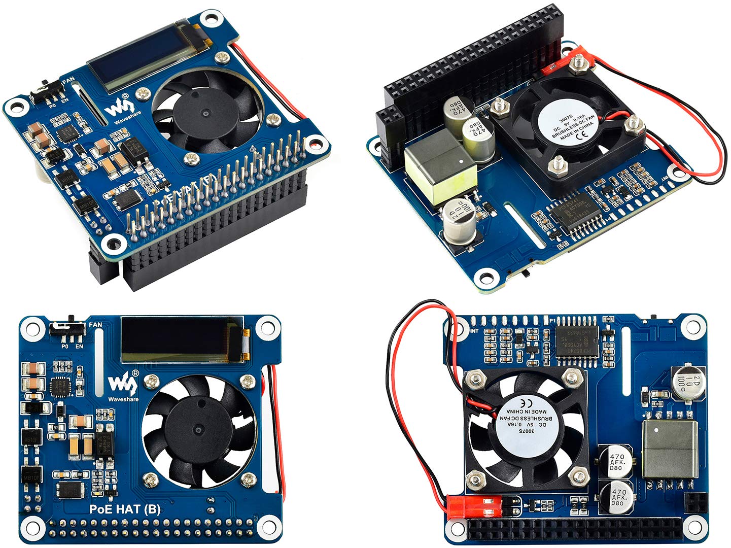 POE HAT (B) for Raspberry Pi 4B/3B+,Power Over Ethernet HAT with 0.91" OLED,Support 802.3af PoE Network,802.3af Power-Sourcing Equipment Required