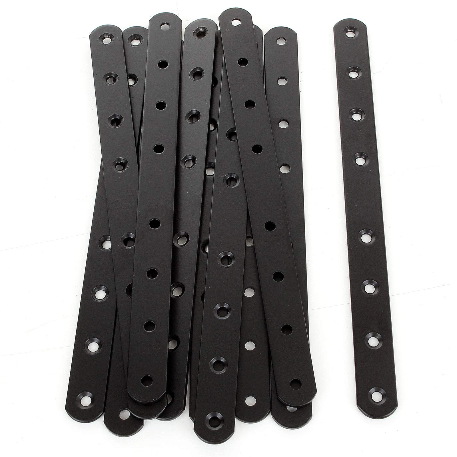 20Pcs 10Inch Mending Plates, Heavy Duty Straight Brackets for Wood Cast Iron Flat Corner Brace , Black Mending Joining Plates Fixing Hardware Brackets Connector for Furniture Repairing Table Shelf