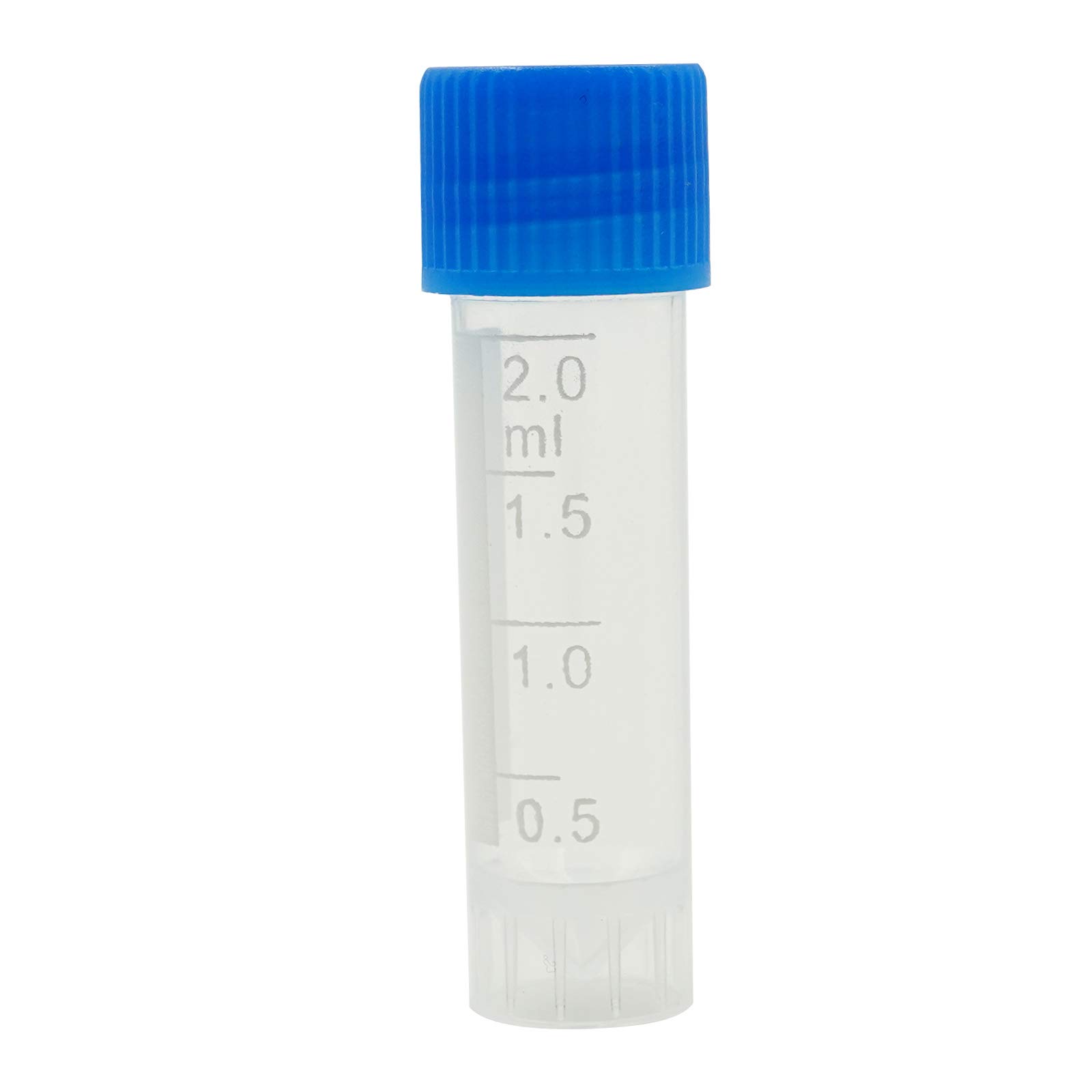 100 Pieces 2ml Plastic Graduated Vial Tube with Screw Caps, Test Tubes Small Test Sample Vial Storage Container for Lab (Blue)