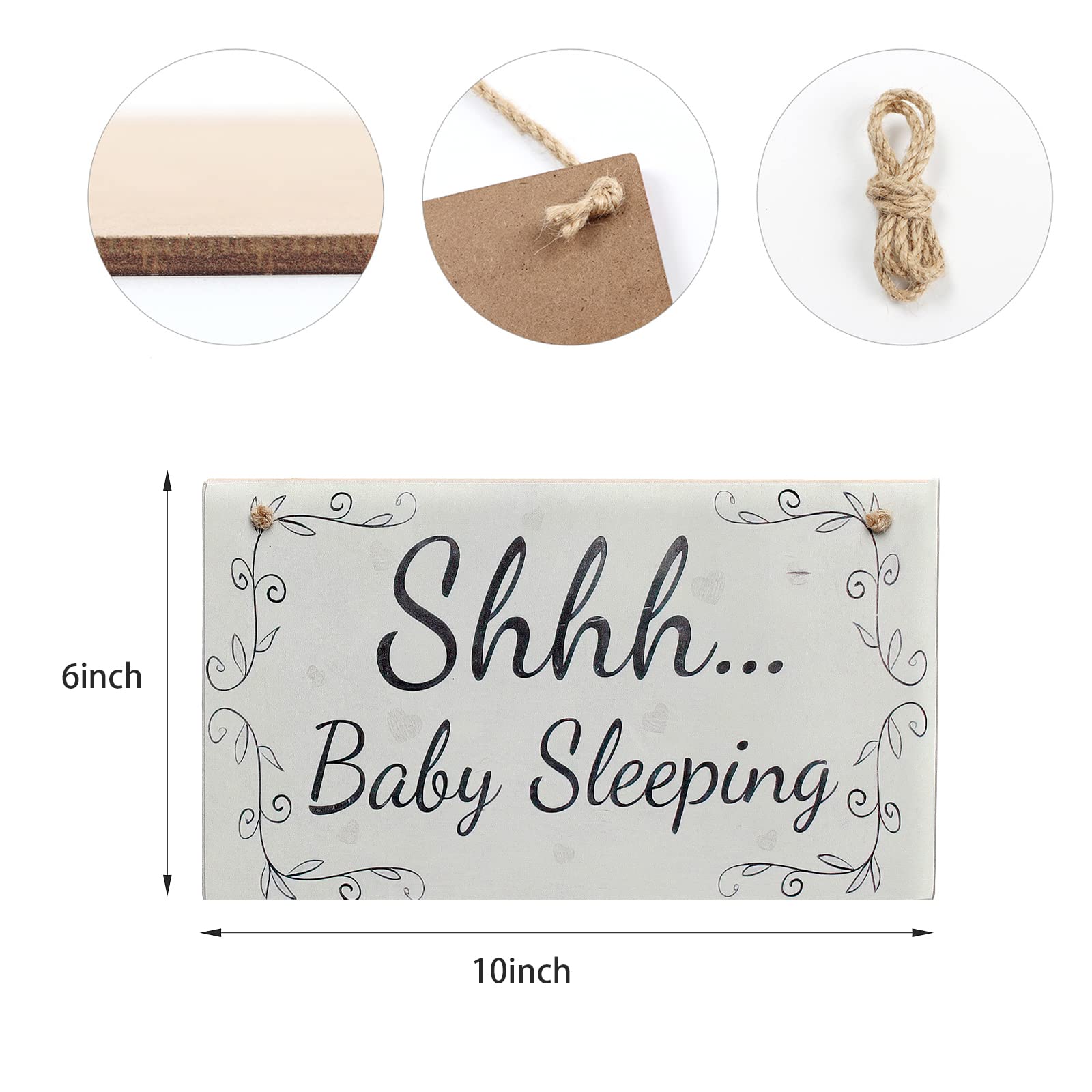 CAKIROTS Shhh Baby Sleeping-Baby Sleeping Sign Front Door Decor Newborn New Baby Gift Do Not Disturb Sign 10 x 6 inch