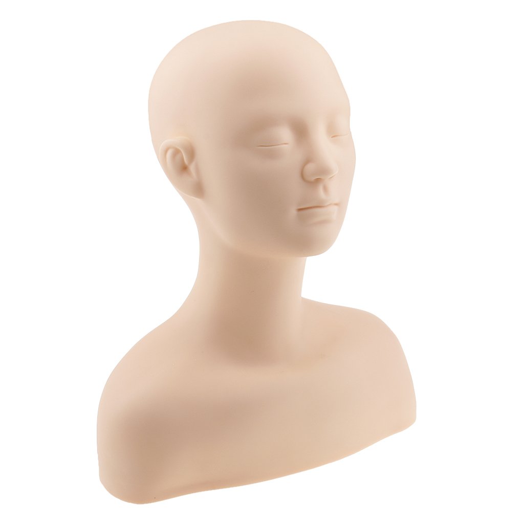 SDENSHI Soft Silicone Massage Make Up Practice Training Mannequin Head Shoulder Bone