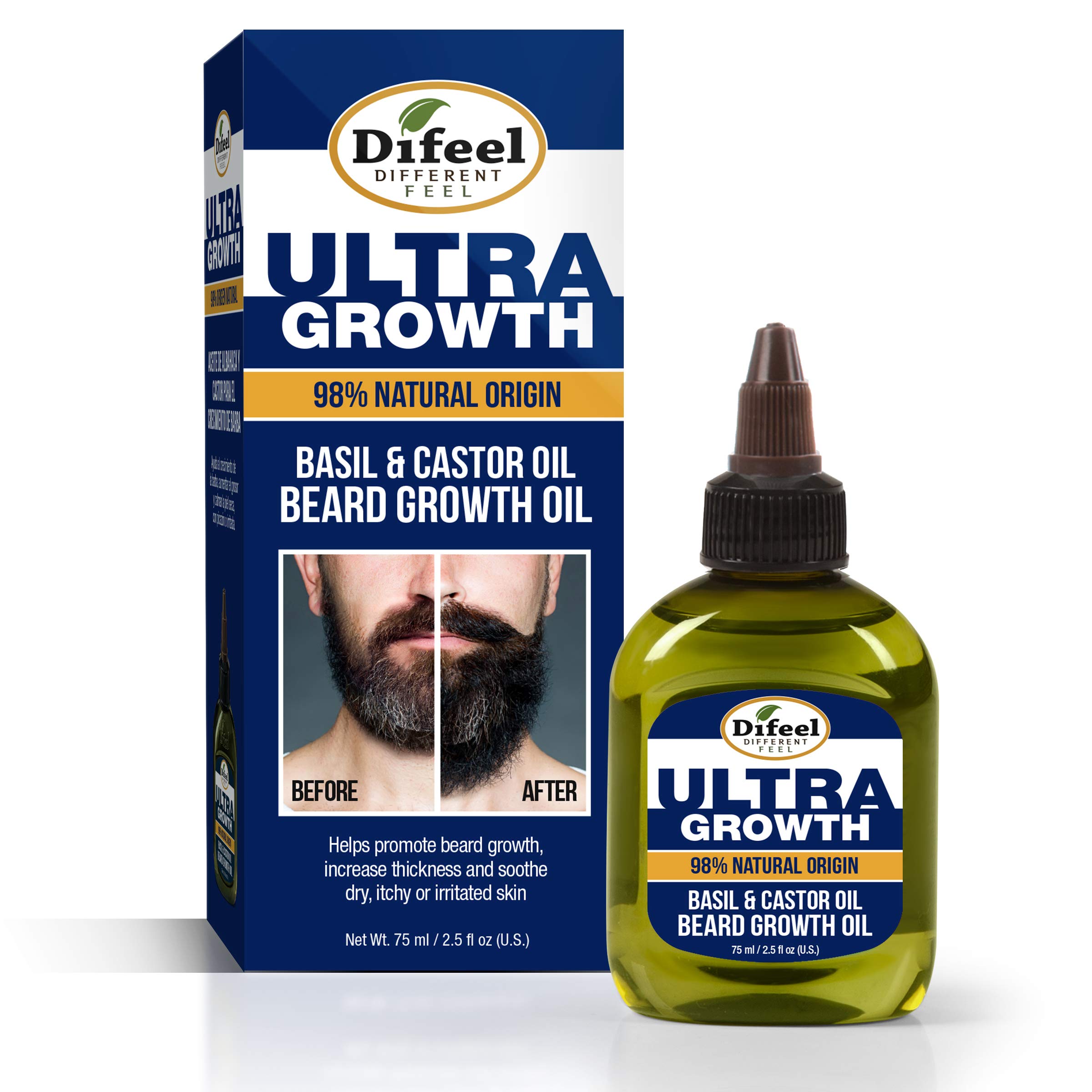 Difeel Mens Ultra Growth Hair and Beard Care Set - 3 Piece Shampoo, Hair Oil and Beard Oil Set