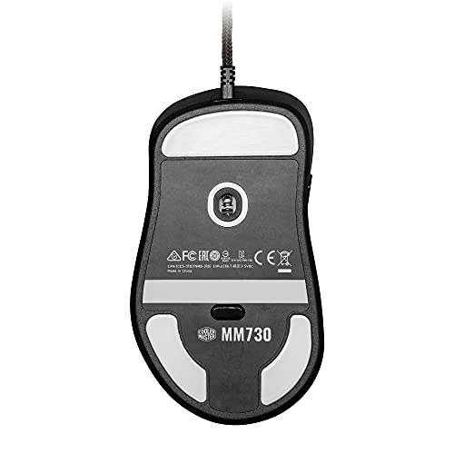 Cooler Master MM730 Wire Gaming Mouse Black, Adjustable 16,000 DPI, Palm|Claw Grip, PixArt Optical Sensor, Ultraweave Cable, PTFE Feet, RGB Lighting (MM-730-KKOL1)