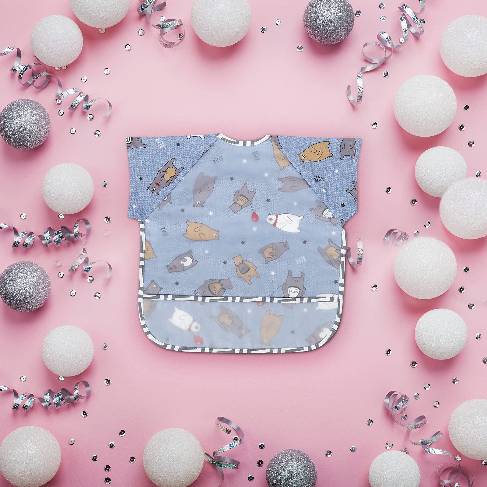 Accmor 3pcs Waterproof Baby Bibs/Short Sleeve Bibs for Feeding/Toddler Smocks/Baby Bibs 6-36 Months