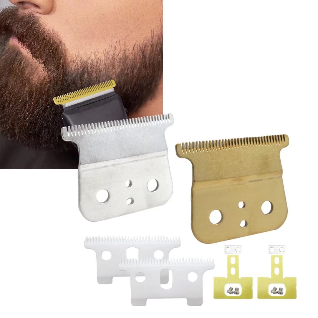 2 Pairs of Replacement T Blade Outliner Trimmer Blades in Silver and Gold with Screws, Sliders and Gaskets