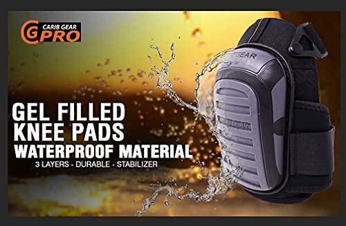 CARIB GEAR PRO Gel Knee Pads For Men and Women Work Construction | Heavy Duty Comfortable Anti-Slip Pad For Tiling, Cleaning Flooring Roofing and Gardening | Extra Gel and Cushion Support