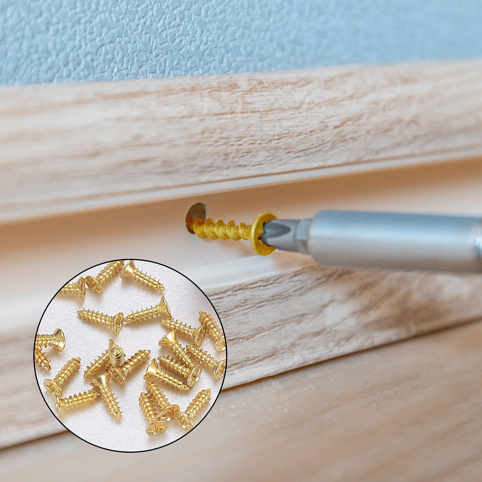 1080 Pcs Small Screws M2/M2.5/M3, Phillips Flat Head Cross Screws, Tiny Gold Self Tapping Screws, Micro Multifunctional Cabinet Electronic Accessories Screws for Woodworking (Carbon Steel Gold)