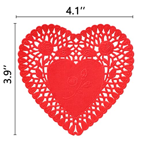 600PCS Paper Doilies for Crafts - Valentines Day Decorations Red/Pink/White Lace Heart Cutouts, Wedding Valentine's Party Decor Ornaments, 4"