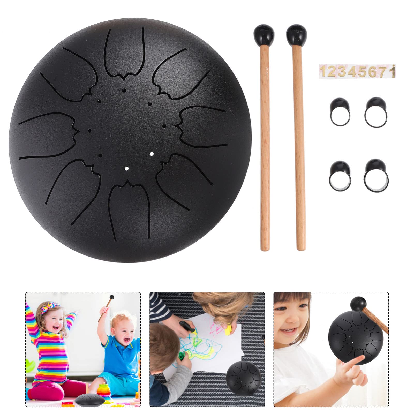 1 Set Steel Tongue Drum Ethereal Drum Yoga Rubber Percussion Stick