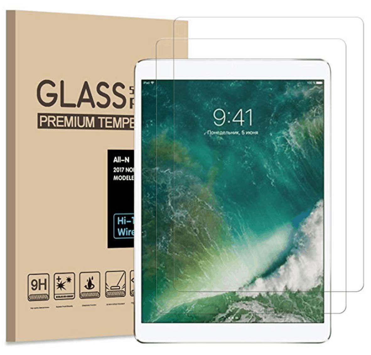 Pokanic - Compatible with iPad 8 (2020) 7 (2019) Generation 10.2 Inch Screen Protectors, Pencil HD Tempered Glass 9H Films, Anti-Scratch Anti-Fingerprint Easy Install 8th 7th (2 Pack)