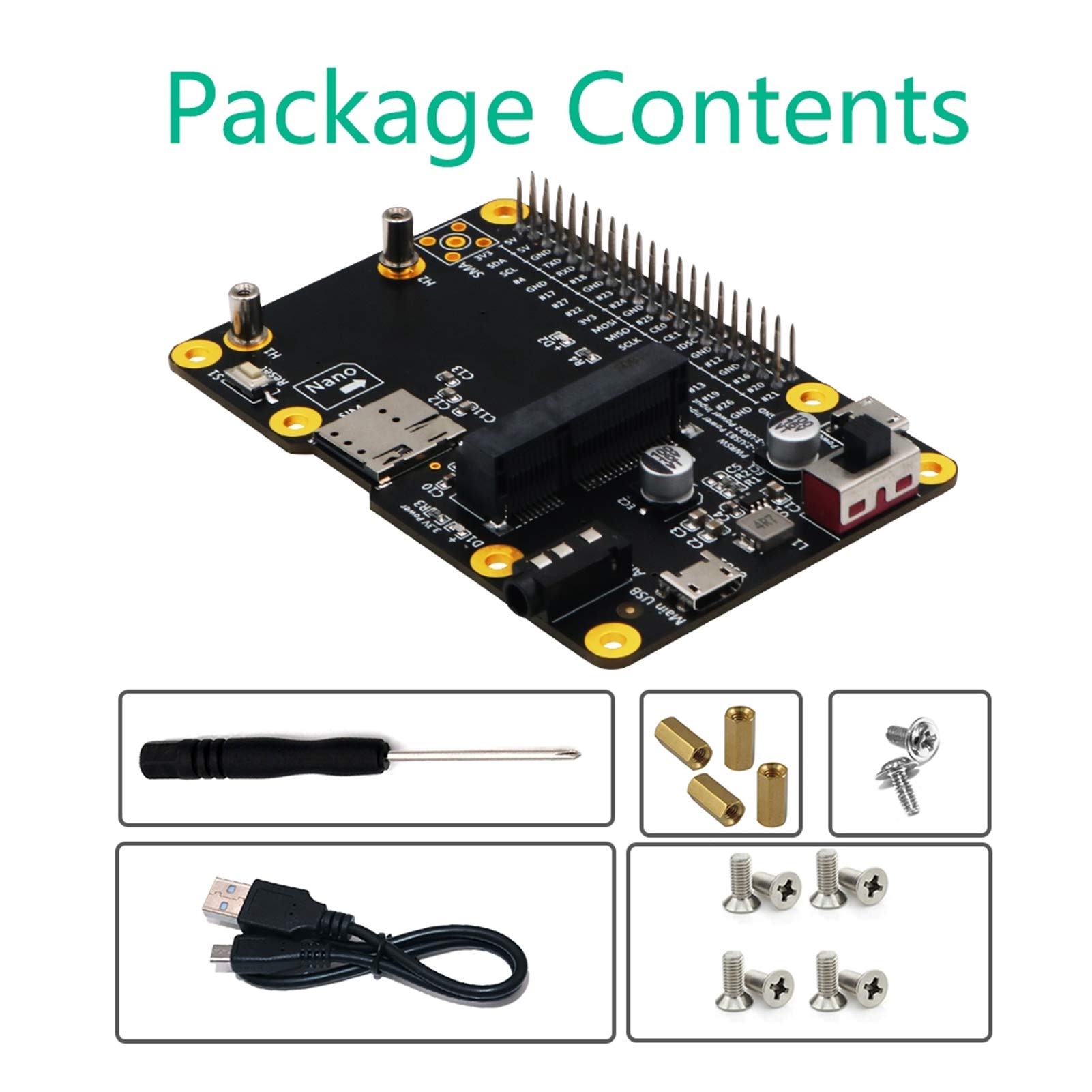 214 3G/4G LTE Base Hat for Raspberry Pi 4/3/2/B+ Models with The 40-pin GPIO Header,Computer Board to USB with SIM Card,up to 3 Amps