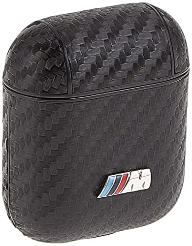 BMW AIRPODS CASE Cover CASE PU Leather Carbon Fiber M Metal Logo - AIRPODS 1/2 Black
