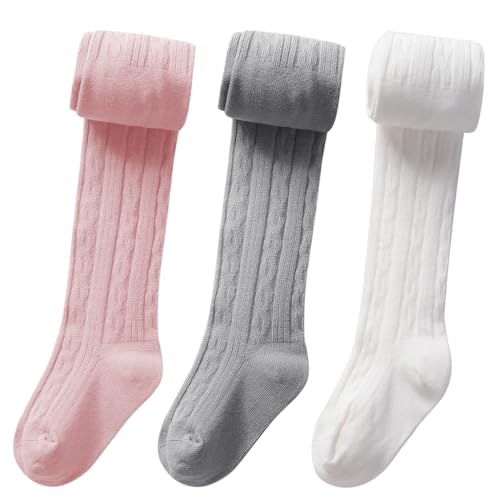 vanberfia Baby Toddler Girls Cable Knit Cotton Tights Pantyhose Leggings Stocking Pants (CG185, 4-6T)
