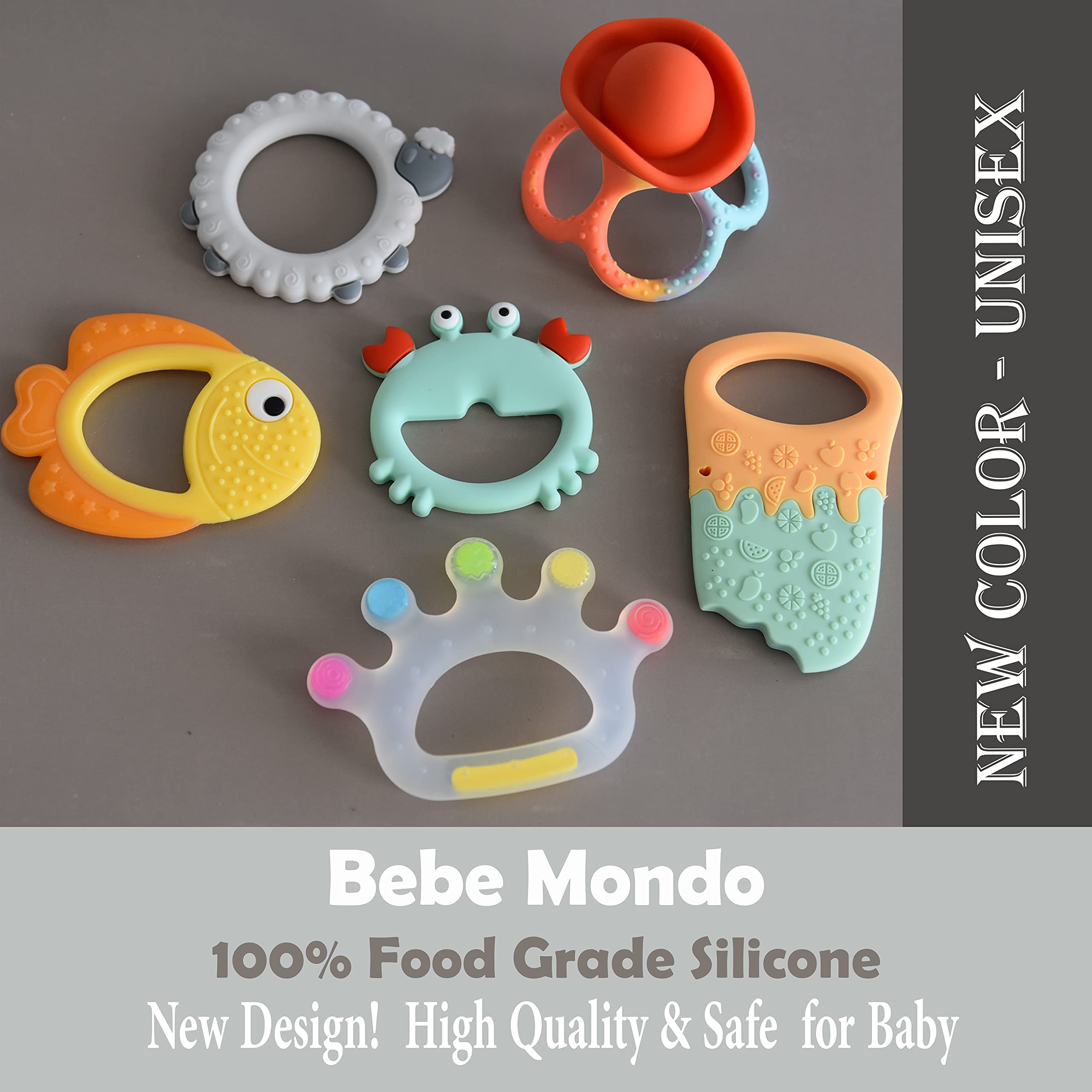 Teething Toys 3-6 Months, Teethers for Babies 3-6 6-12 Months for Teething Relief, Baby Teether Teething Toys 100% Silicone, Newborn Infant Sensory Baby Toys 0-6 Months,bebe mondo (Octopus)