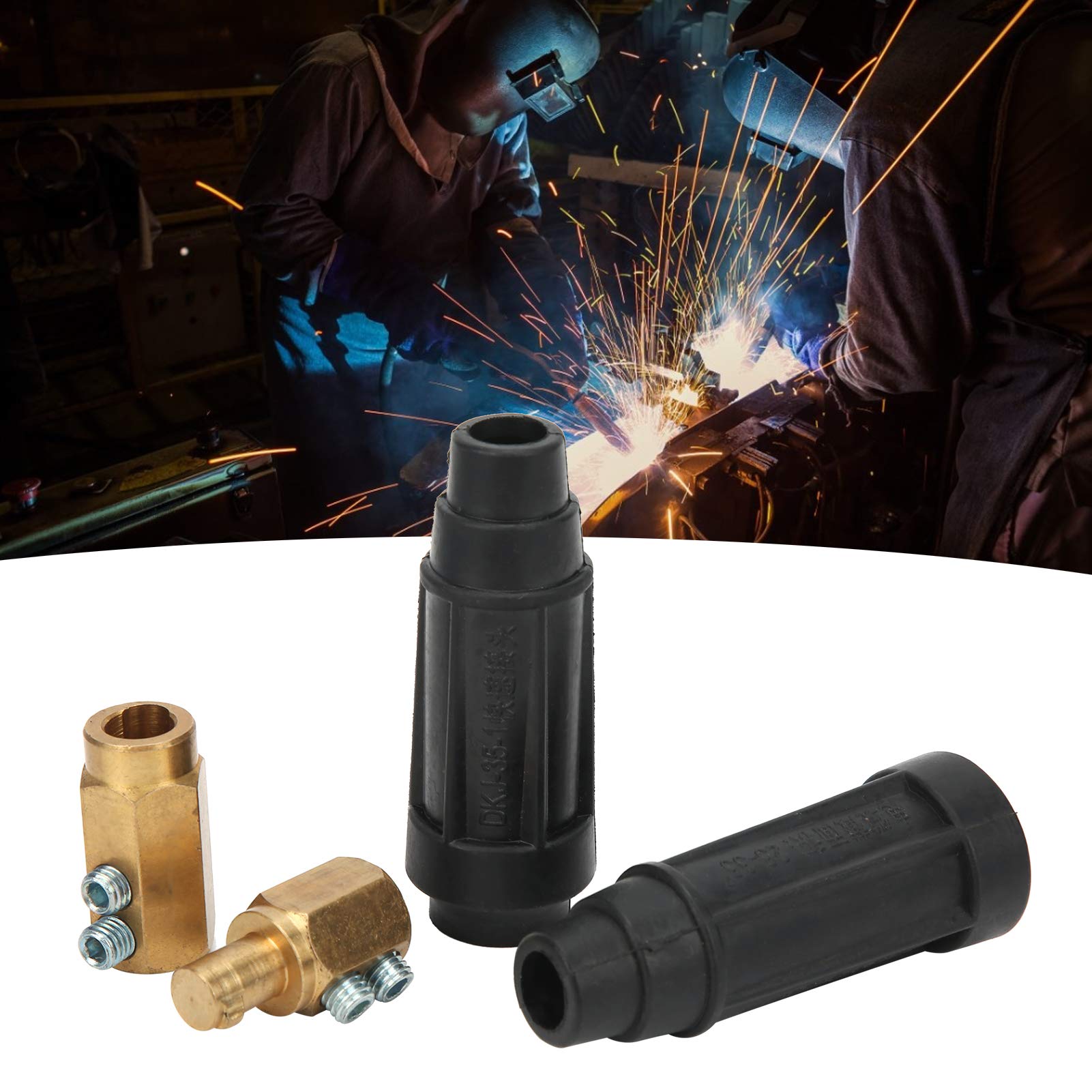 1 Set Welding Cable Connector, 250A Dinse35 Quick Disconnects, Welder Wire Extension Plug Socket for 25-35mm² (2-3AWG) Cable