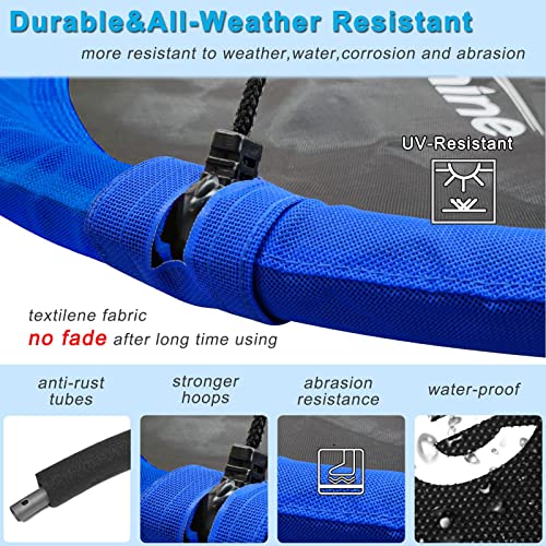 43β Saucer Tree Swing,700lbs Weight Capacity,Waterproof Textilene 360 Degree Rotation w/ 1 Swivel,2 Adjustable Ropes&2 Hanging Straps,Easy to Install,for Kids Adults Backyard,Playground(Blue)