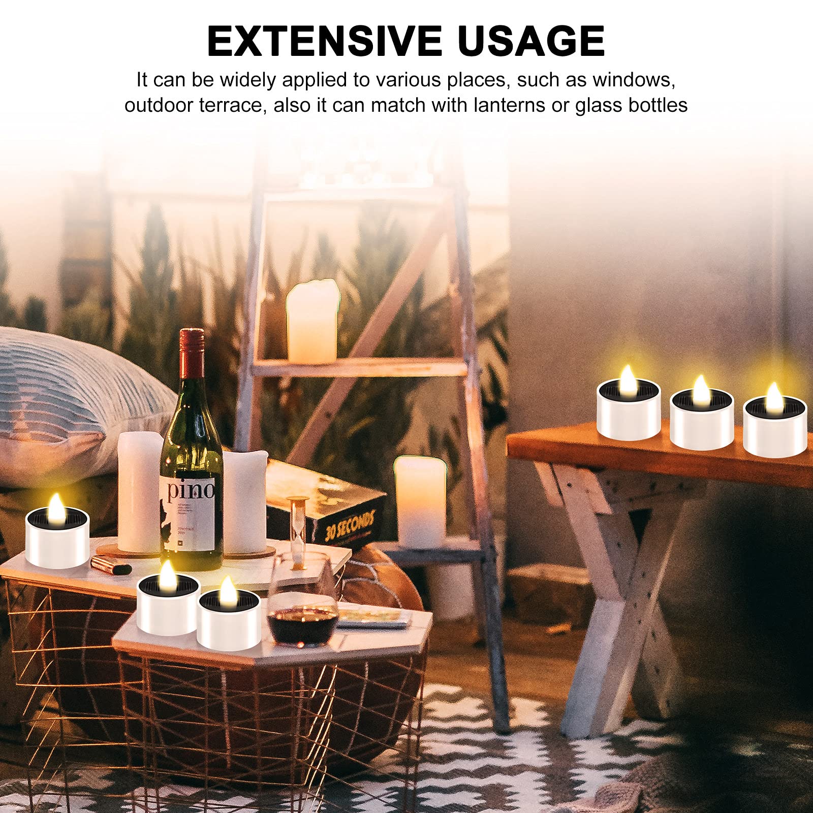 18 Pieces Solar Tea Lights LED Flameless Solar Candles Battery Flickering Solar Waterproof Tealights Candles for Holiday Wedding Party Home Decor (Warm White Light,2.3 x 2 Inch)