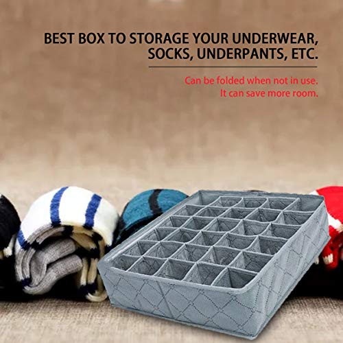 Isabelvictoria 30 Cell Foldable Bamboo Charcoal Underwear Socks Drawer Organizer Storage Box Polypropylene Non-Woven Seperate Box 11L