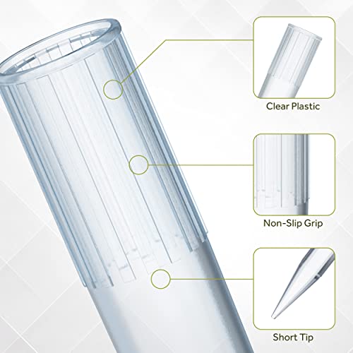 10mL Pipette Tips 100 pcs, 10ml Universal Plastic Pipette Tips, Clear, Non-pyrogenic, DNAse/RNAse Free, Autoclavable,Lab Pipette Tips Small Mouth