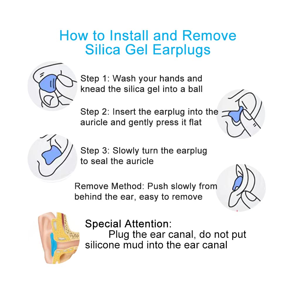 3+2 Pairs Reusable Super Soft Silicone Earplugs, Comfortable Ear Plugs That can Quickly Eliminate Noise, Suitable for Swimming, Sleeping, Snoring, Working, Studying, Loud Noise