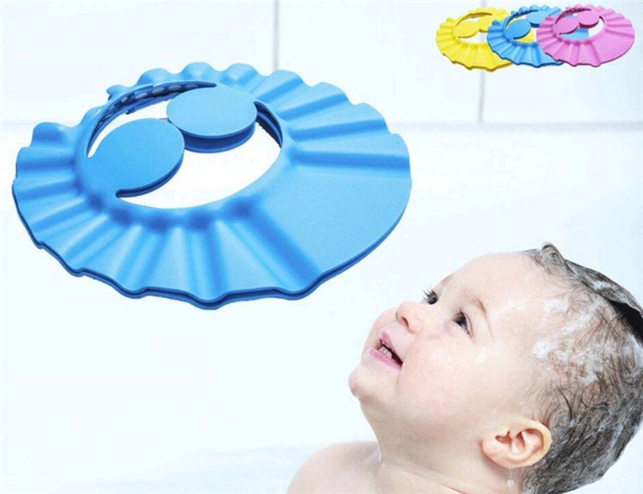 3PCS Shower Bathing Protect Soft Cap Hat for Baby Wash Hair Shower Cap Hat Kids with Ear Protection