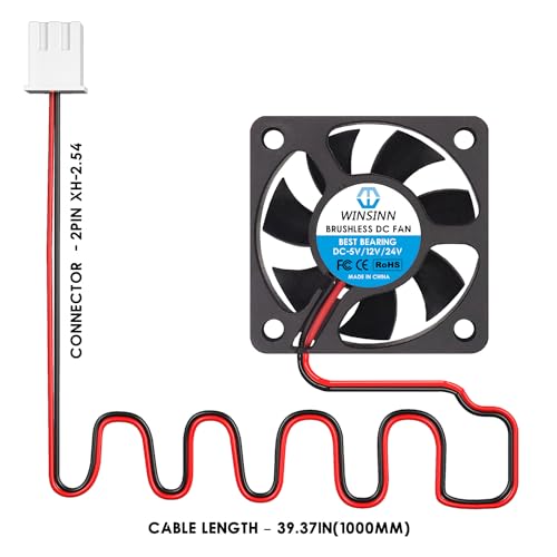 WINSINN 50mm Fan 24V Dual Ball Bearing Brushless 5015 50x15mm - High Speed (Pack of 4Pcs)