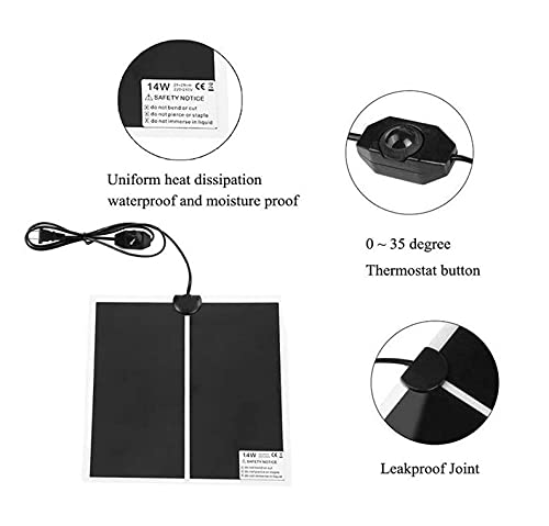 14W Reptile Heating Pad&Reptile Reflective Insulation Film Under Tank Terrarium Keep Warming Pet Animals Heater Heating Pad Mat Reptile