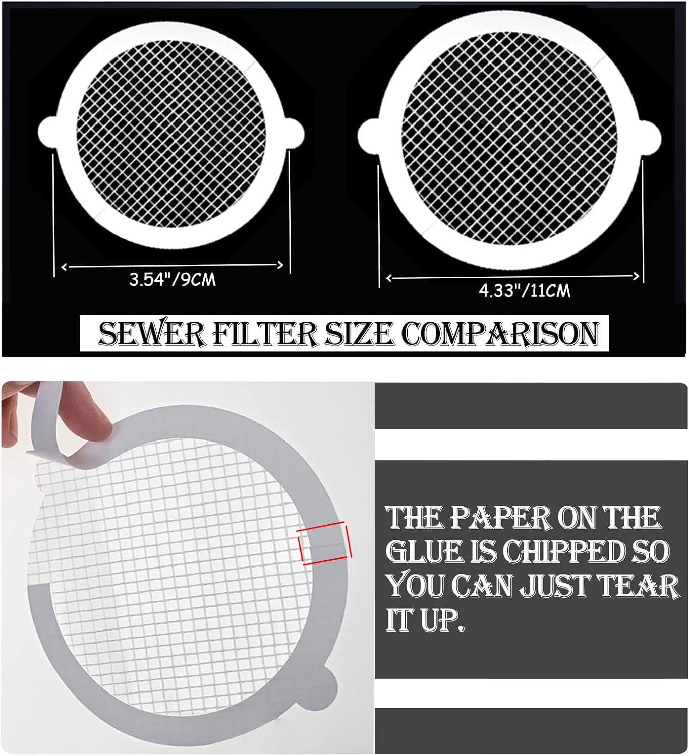 10Pack Disposable Shower Drain Hair Catcher Waterproof Mesh Stickers,Kitchen Sink Drain Strainer,Bathtub Hair Catcher for Drain,Sink Stopper,Bathtub Accessories,Bathroom Necessities (3.54"/9CM)