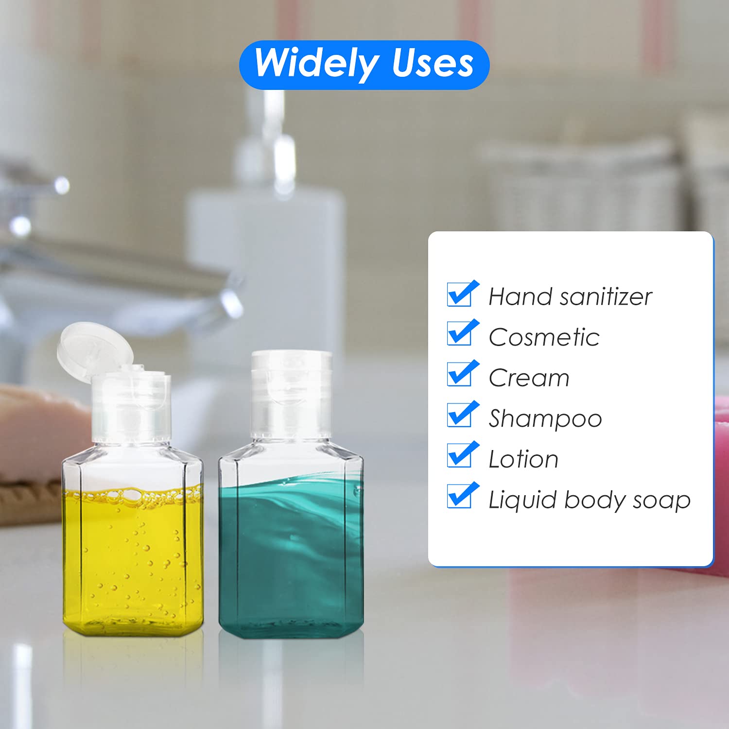 30 Pieces 1 oz Plastic Bottles Clear Travel Bottles with Flip Cap Portable Empty Hand Sanitizer Bottles, Refillable Containers for Travel Business Trip