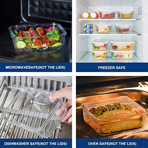4 Pack - Glass Meal Prep Containers, Variety Colors
