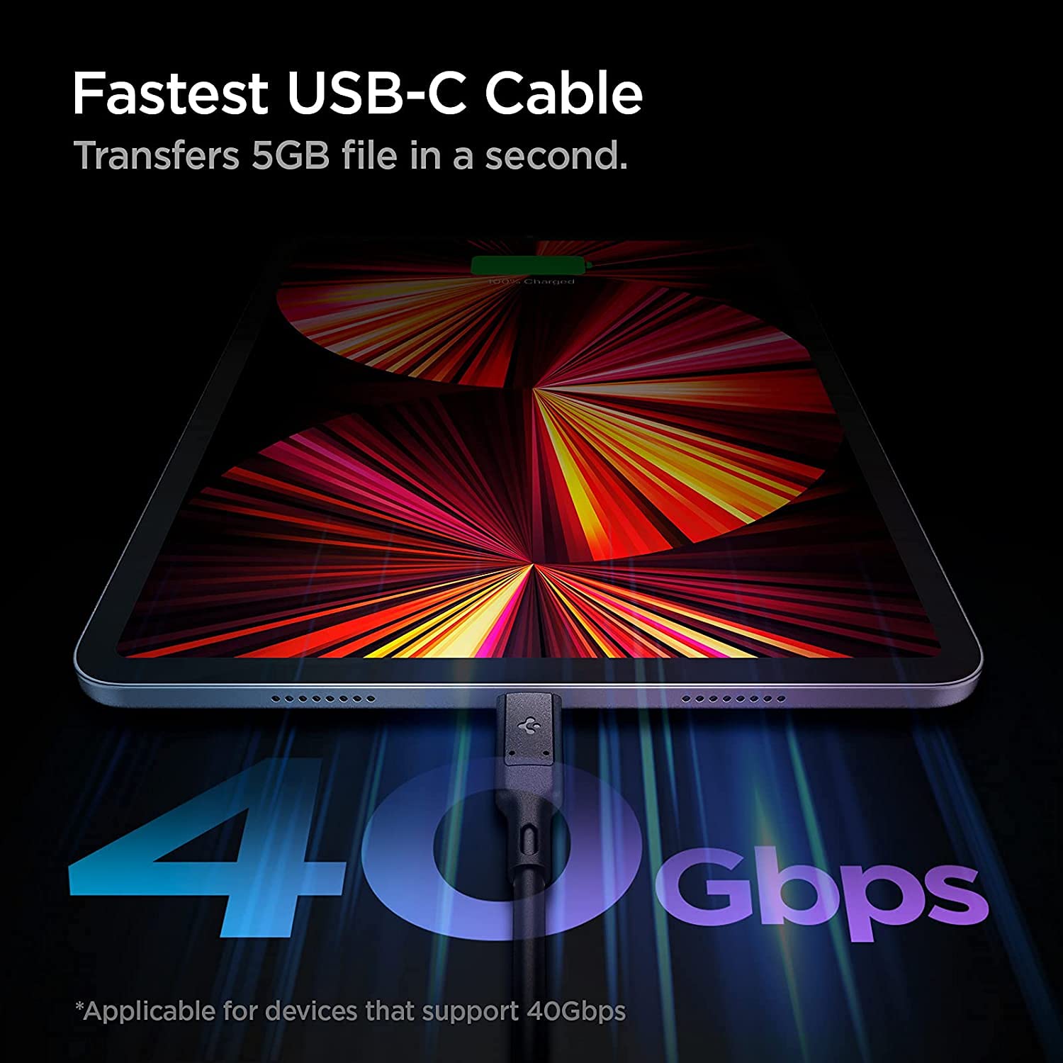 Spigen [USB-IF Certified USB 4 Cable 2.6ft for Thunderbolt 4 3 Cable,100W Charging 40Gbps Data Transfer 8K Video Type C for MacBook iPad M2 M1 Pro Air Galaxy S23 S22 Ultra Plus Mac Mini External SSD