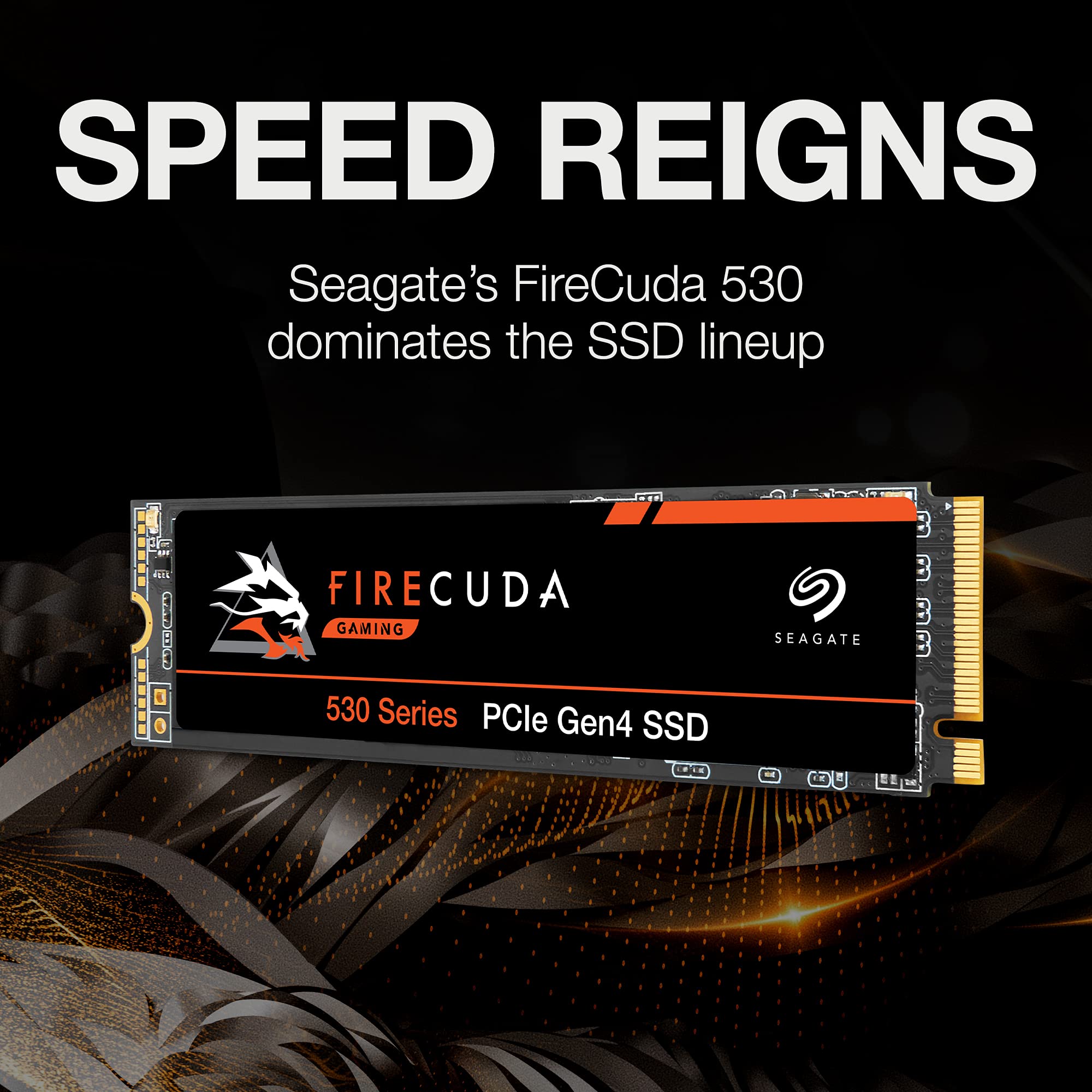 Seagate FireCuda 530, 1TB, Internal SSD, M,2 PCIe 4th Gen 4 NVMe 1.4, 7300MB/s, 3D TLC NAND, 1,275 TBW, 1.8M Hours MTBF, for PC, 3 Year Rescue Services (ZP1000GM3A013)