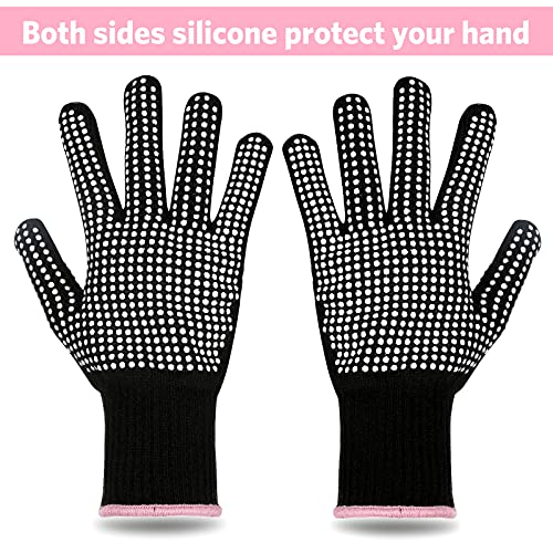 TPYQdirect Professional Heat Resistant Gloves Proof Glove Blocking for Curling Iorn Flat Iron Wand, White Black, 1 PCS
