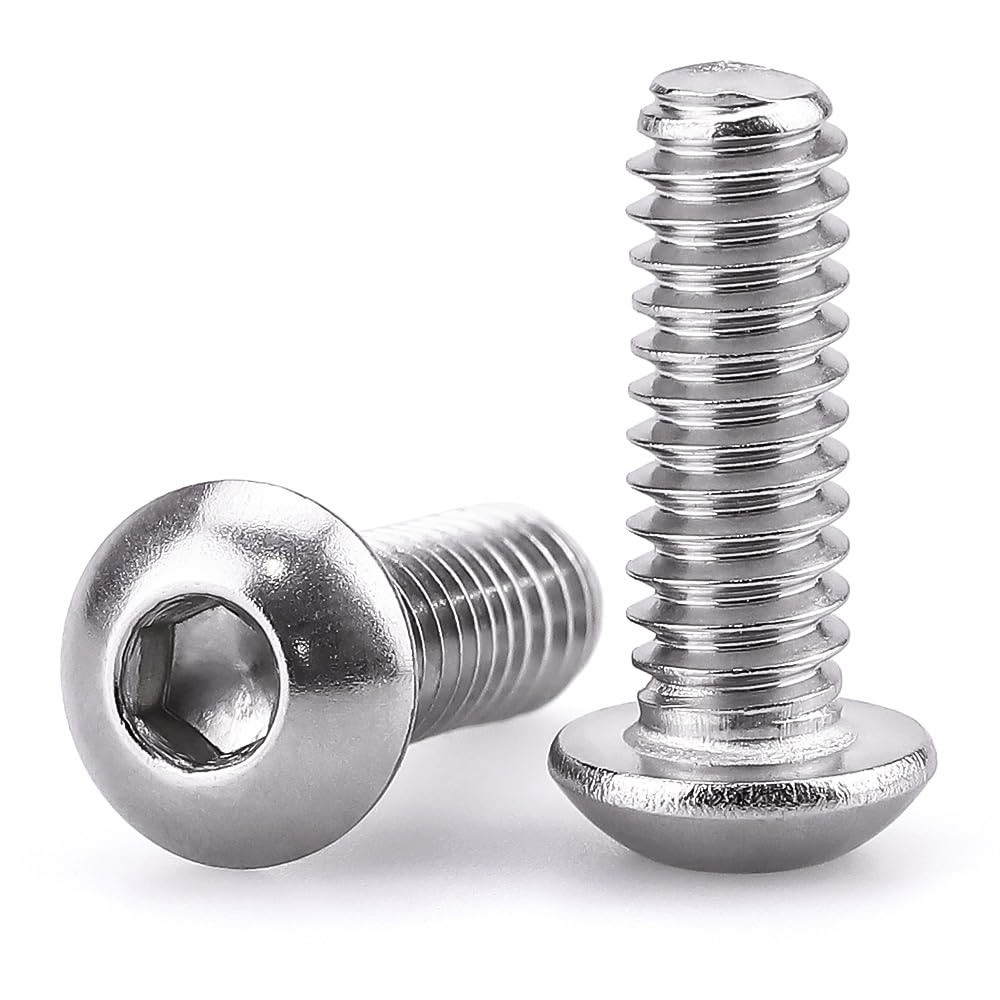 3/8-16 x 1 Button Head Socket Cap Bolts Screws, 304 Stainless Steel 18-8, Full Thread, Coarse Thread UNC, Allen Hex Drive, 25 PCS