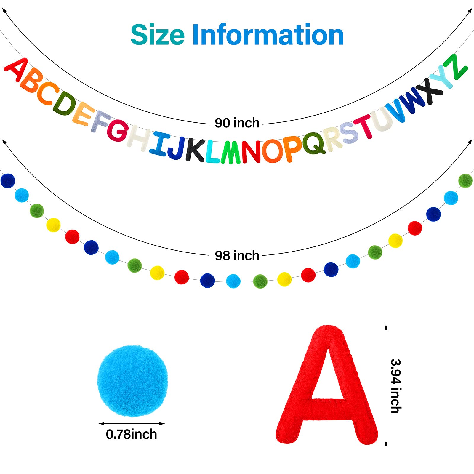 Alphabet Garland Felt Banners Alphabet Wool Felt Garland Letters Banners Wall Hanging for Toddler Room Nursery Baby Room Decor