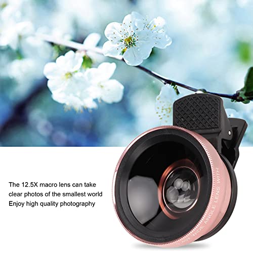 12.5X Macro Lens, Mobile Phone Lens Professional 2 in 1 for Tablets for Smartphone(Rose Gold)