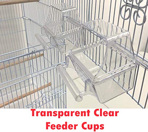 62" Rolling Bird Cage Canary Parakeet Cockatiel Lovebird Finch Perch with Stand (White, with Toy)