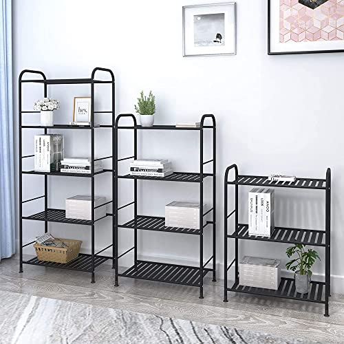 JSB 3-Tier Adjustable Shelving Unit, Heavy Duty Storage Rack Organizer Metal Corner Shelf for Kitchen Living Room Laundry Pantry Bathroom (Black, 3 Tier)…