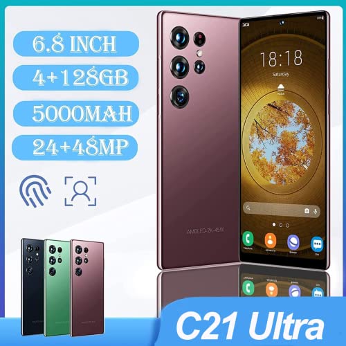 4G Unlocked Cell Phones,4G+128GB Dual Sim Smartphone, C21 Unlocked Mobile Phone with 6.8inch Waterdrop Screen, Android Phone 24+48 MP | 5000mAh | Fingerprint Lock & Face ID | US Version (rose gold)